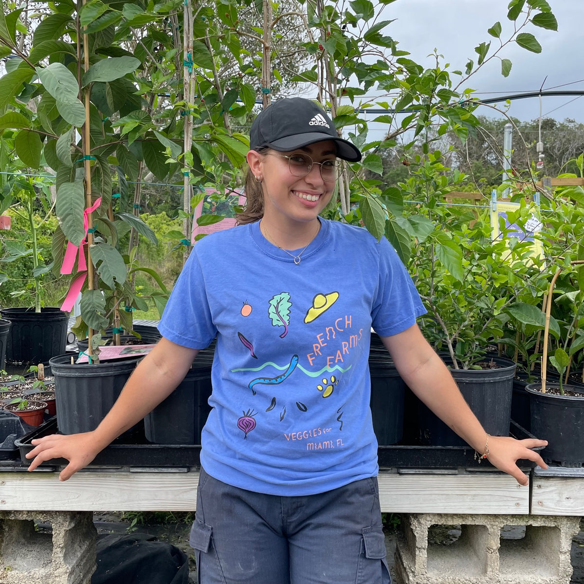 French Farms t-shirt, designed by Beth Rhodes, Blue – FrenchFarms